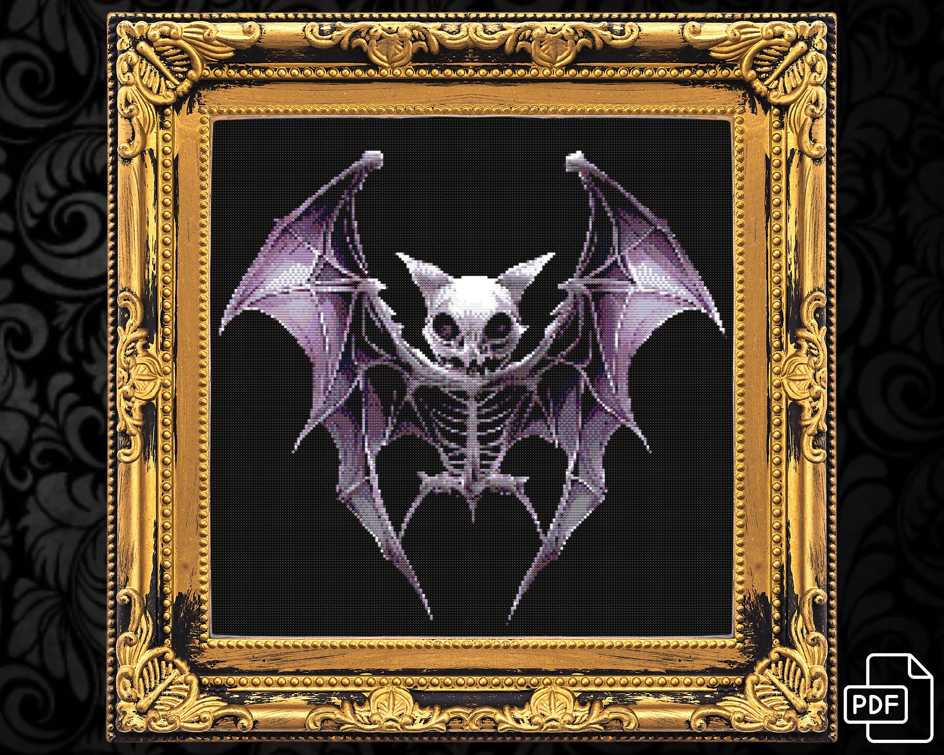 Bat Skeleton Cross Stitch Pattern | Halloween, Horror Skulls ...