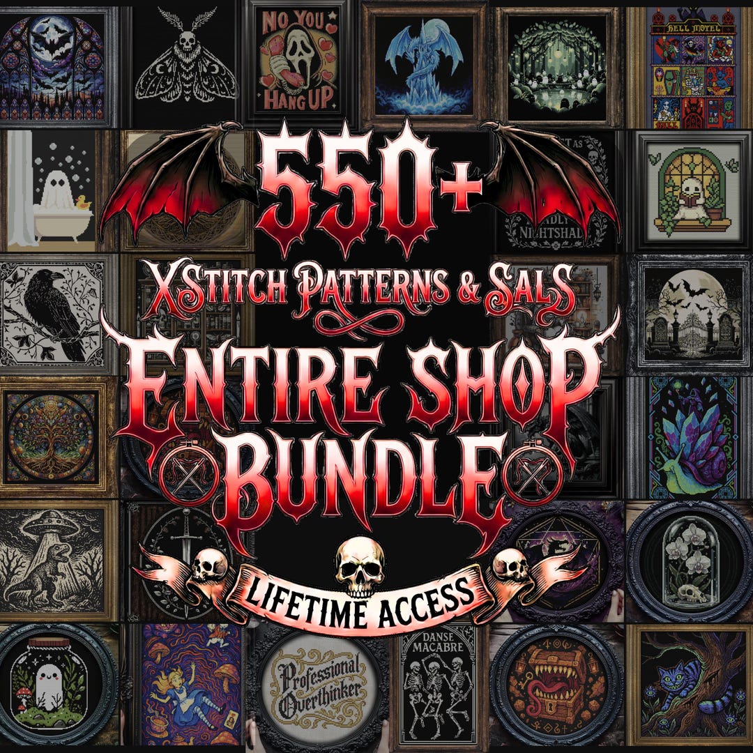 550+ Cross Stitch Patterns: Mega Bundle, Spooky Snarky Designs (PDF ...