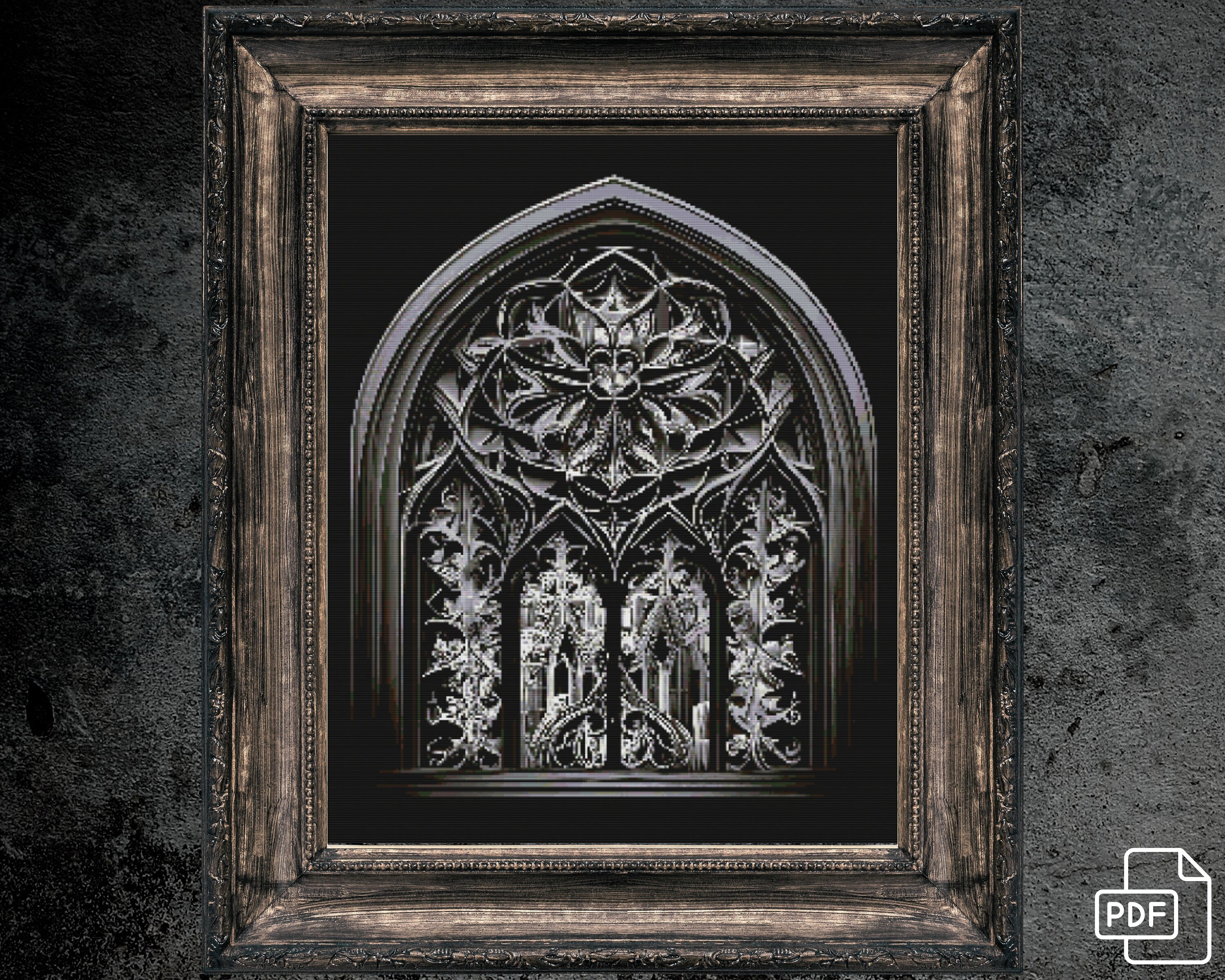 Gothic Cathedral Windows Cross Stitch Pattern | Halloween, Horror ...
