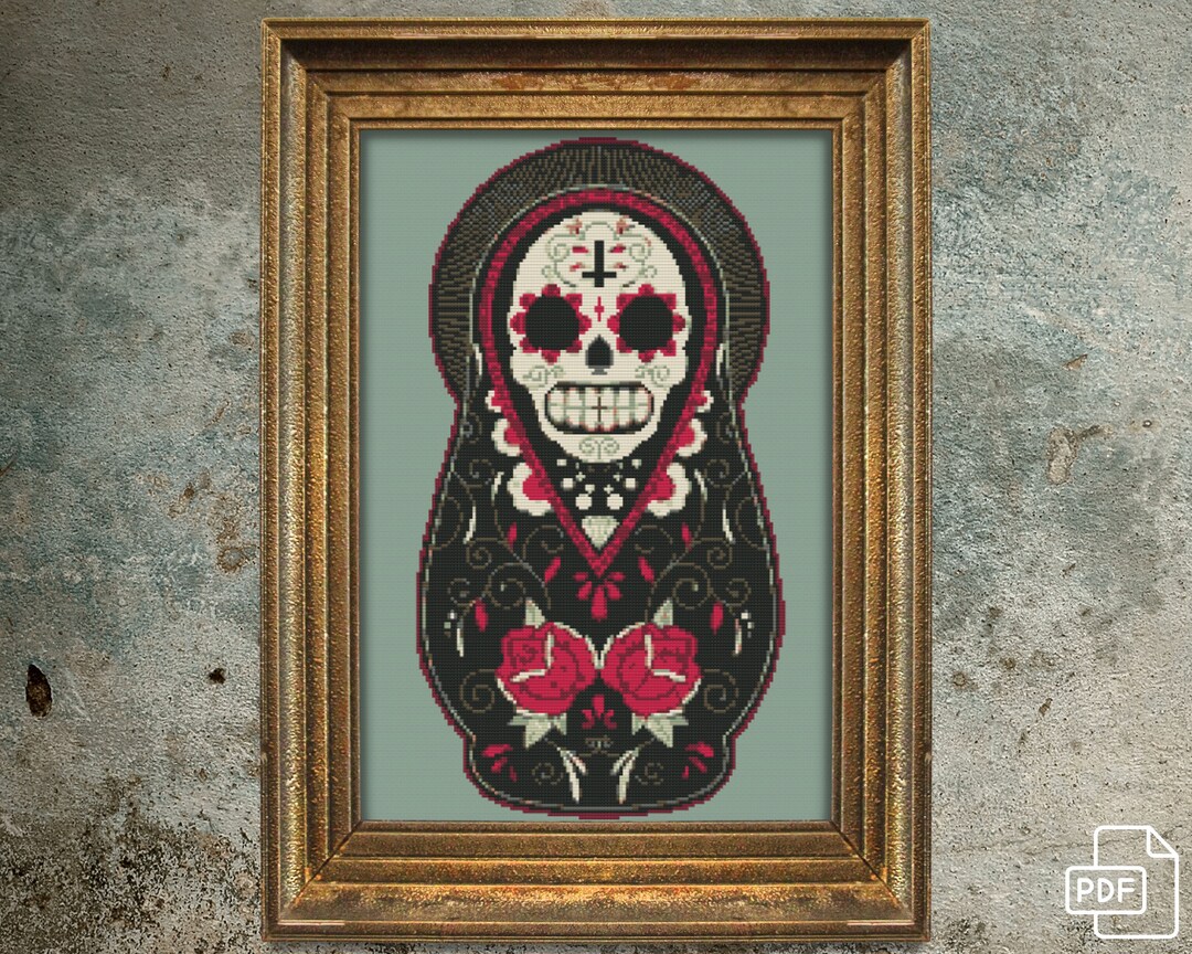 Modern Gothic Skull Matryoshka Cross Stitch Pattern | Halloween, Horror ...