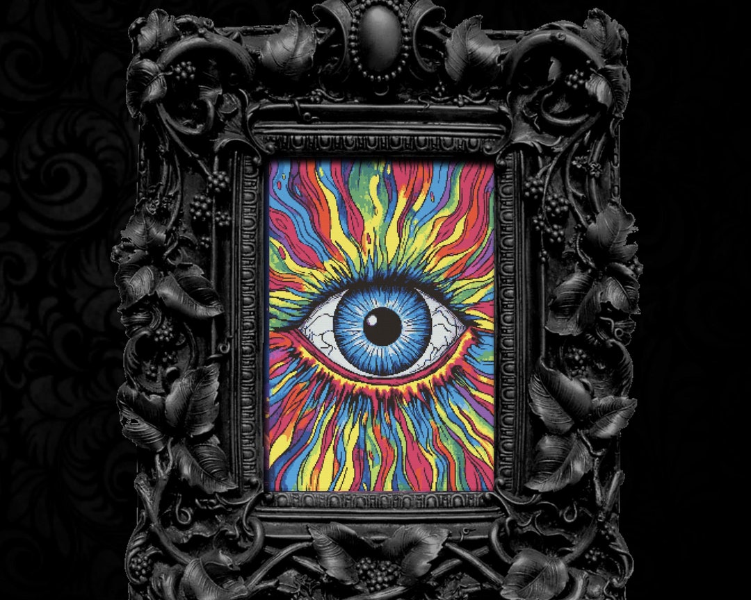 Psychedelic Eye Cross Stitch Pattern Trippy Hippie Art Abstract ...