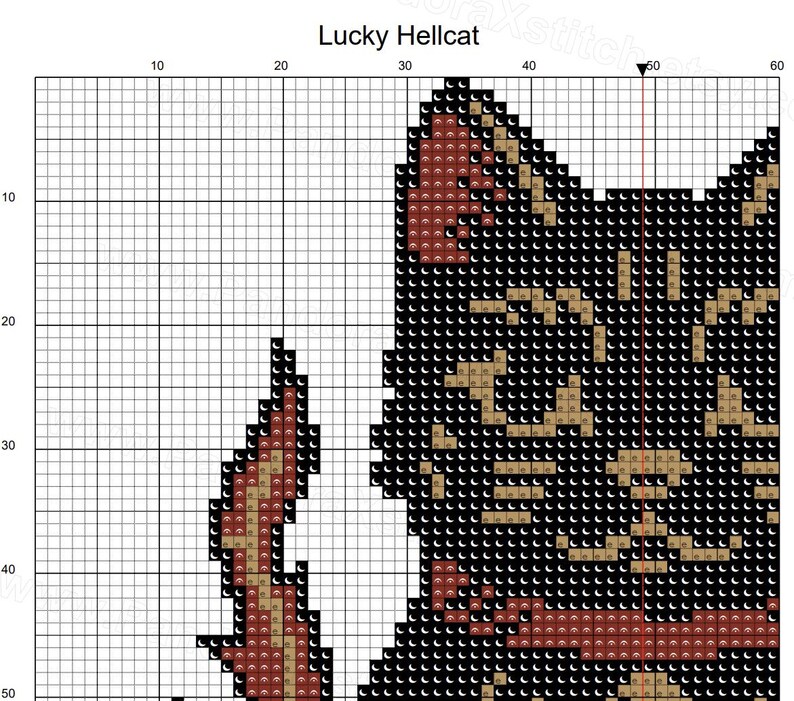 Lucky Hellcat Cross Stitch Pattern Gift for Halloween Horror Witch ...