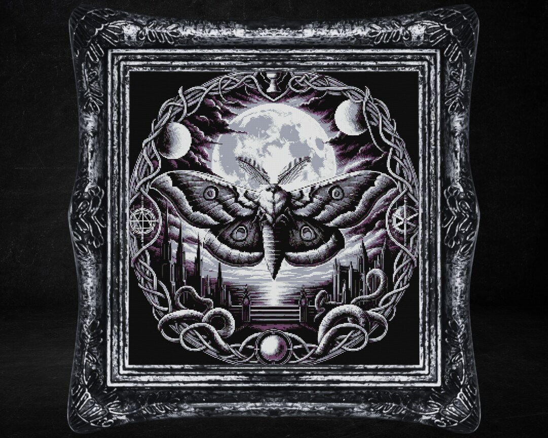 Death's-head Hawk Moth Cross Stitch Pattern Gift for Halloween Horror ...