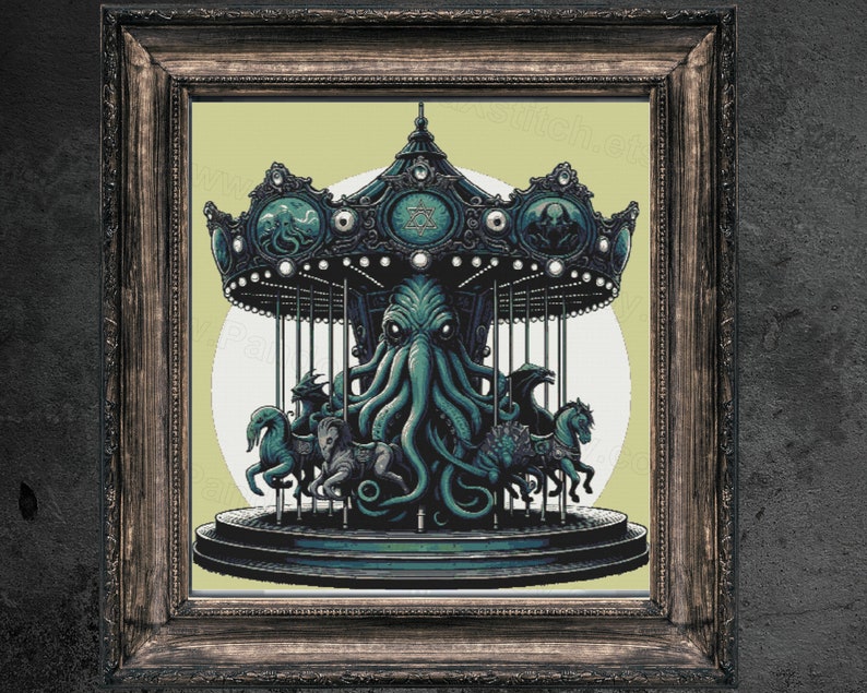 Carousel of Cthulhu Cross Stitch Pattern Witchy Spooky Gothic Goth ...