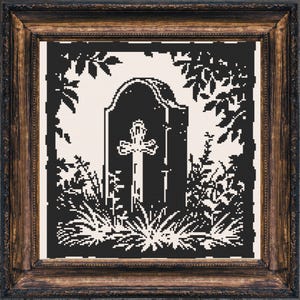 Gravestone Cross Stitch Pattern: Gothic Memento Mori, Spooky Halloween ...