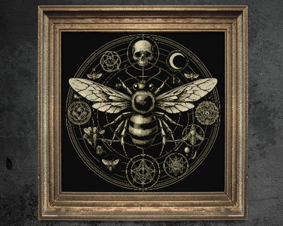Queen Gold Vintage Bee Cross Stitch Pattern Gift for Goth Halloween ...