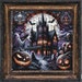 Stained Glass Haunted House With Ghosts Cross Stitch Pattern Halloween ...