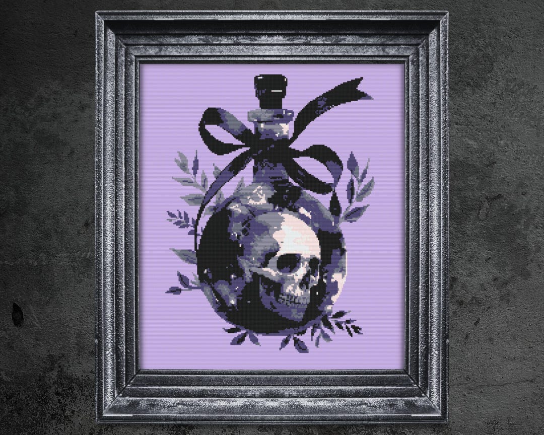 Watercolor Death Poison Bottle With Skull Cross Stitch Pattern ...