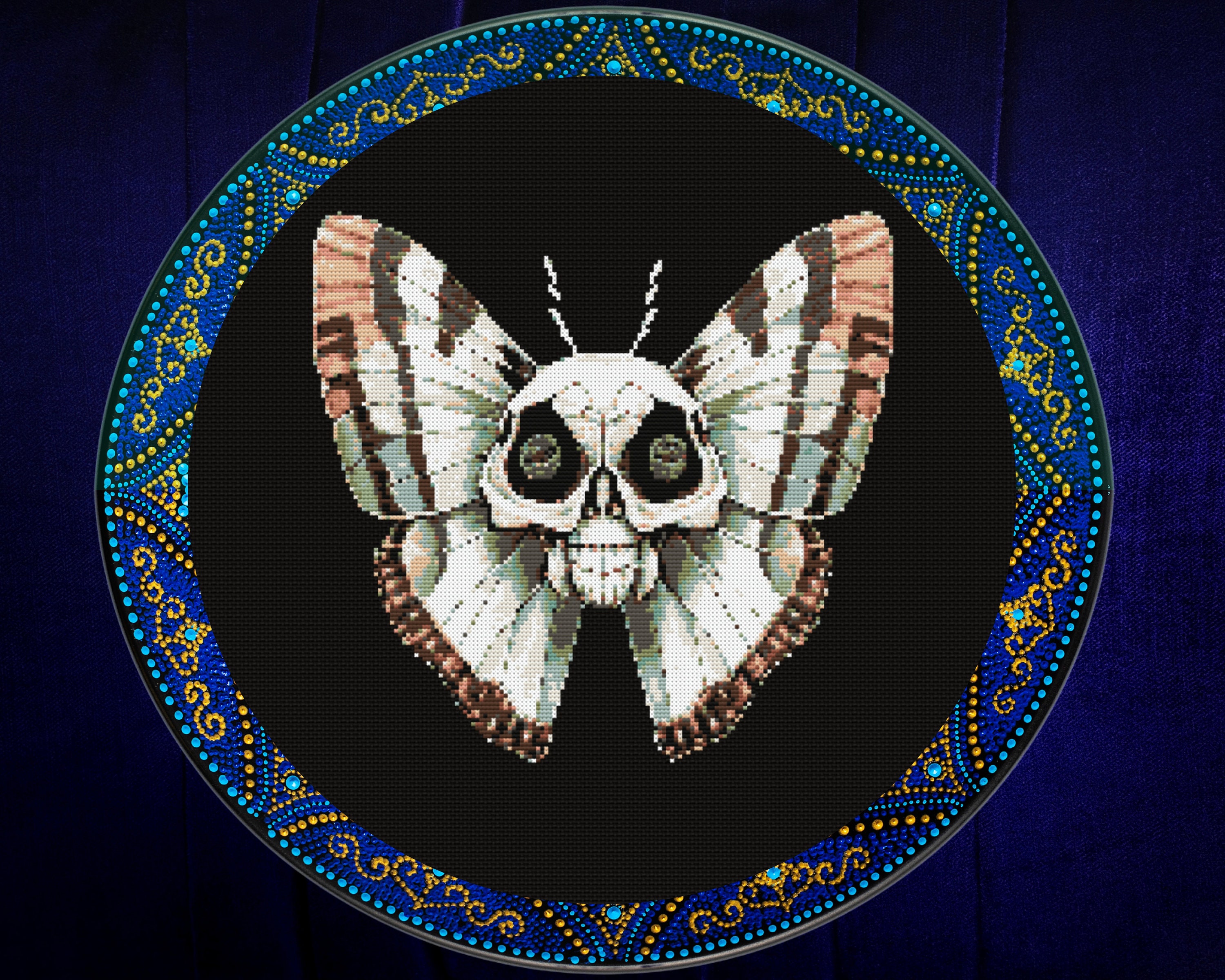 Skull Moth Cross Stitch Pattern | Halloween, Horror Skulls, Witchccraft ...