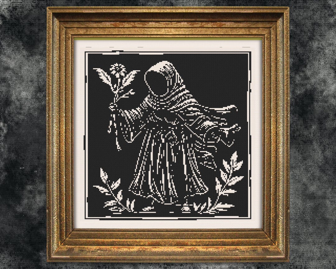 Woodcut Grim Reaper Cross Stitch Pattern Gift for Halloween Horror ...