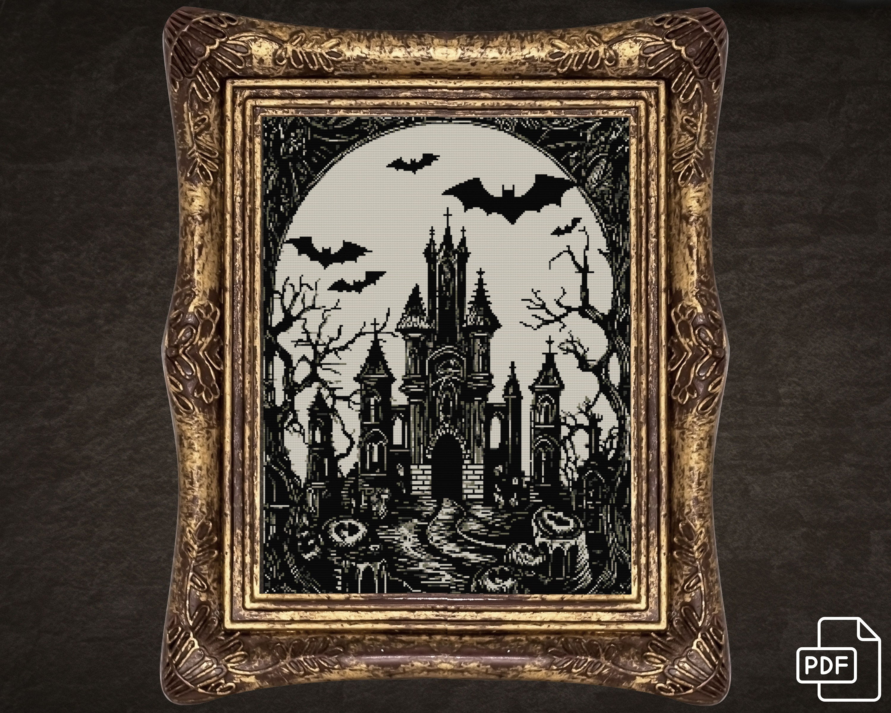 Dracula's Castle Cross Stitch Pattern, Gothic Horror (PDF Pattern) - Etsy