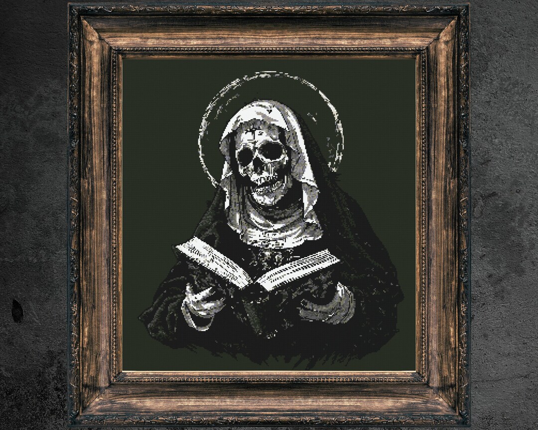Evil Nun Skeleton Cross Stitch Pattern, Gothic Horror (PDF Pattern) - Etsy