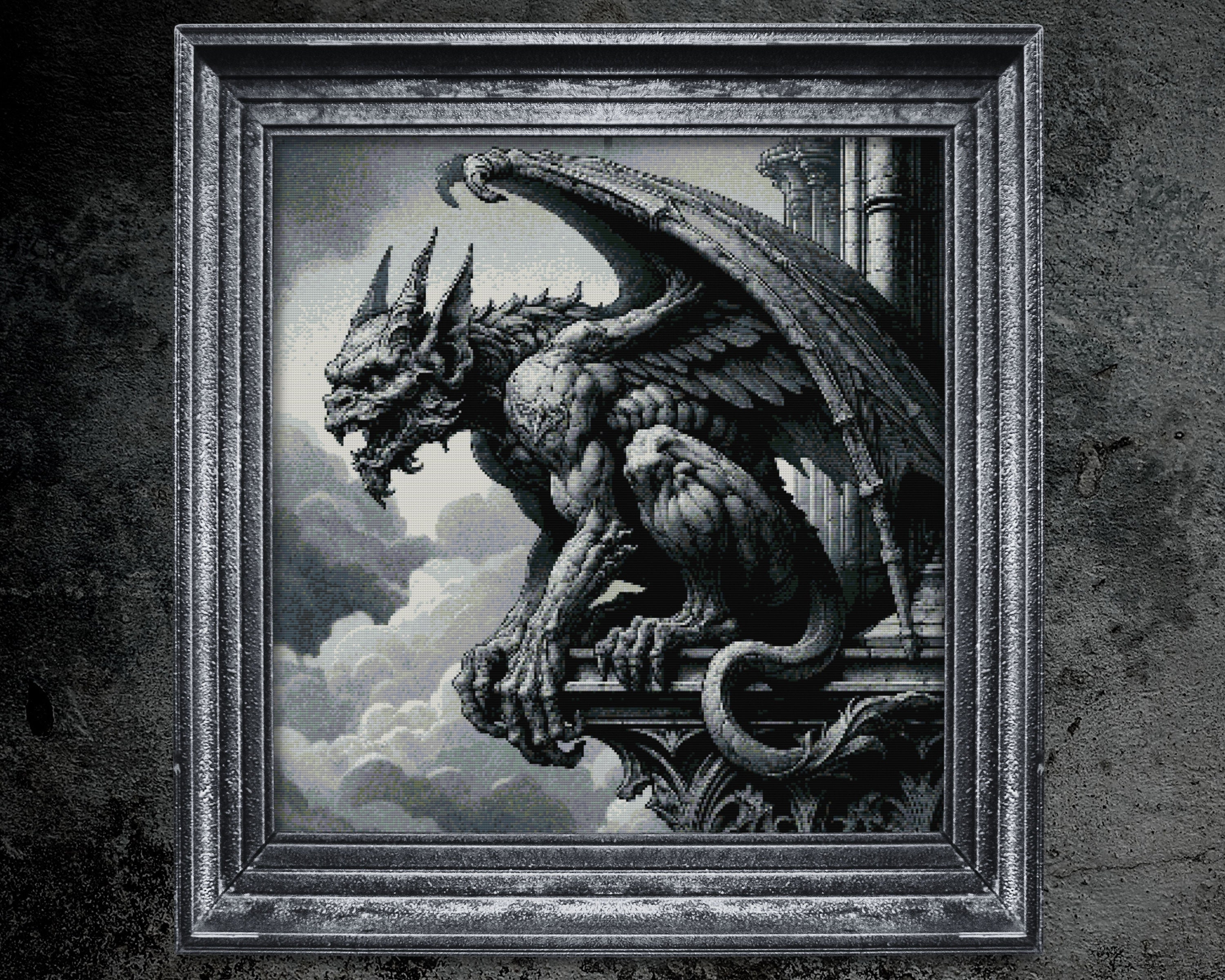 The Gargoyle Cross Stitch Pattern Gift for Halloween Horror Creepy ...