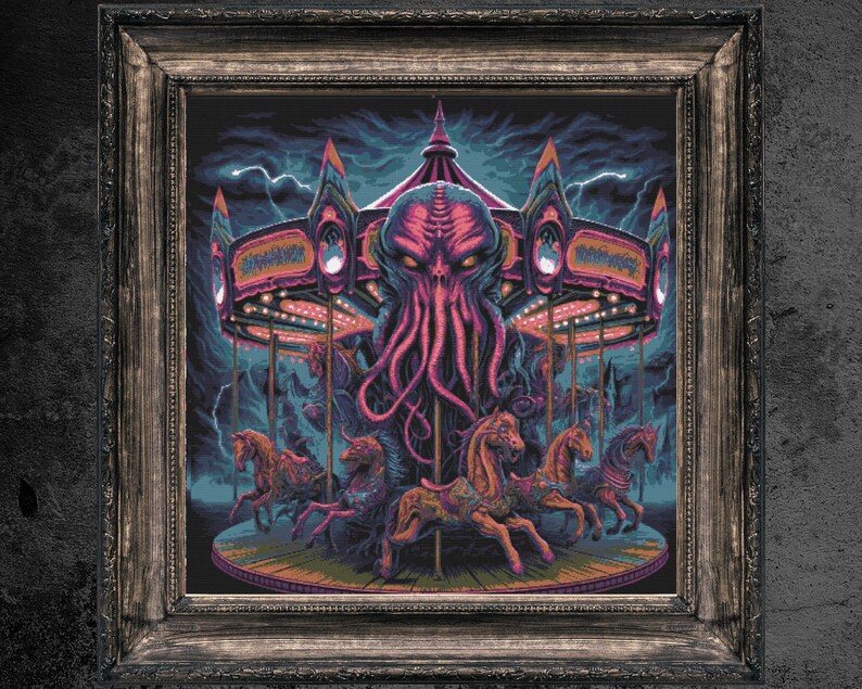 Carousel of Cthulhu 2 Cross Stitch Pattern Witchy Spooky Gothic Goth ...
