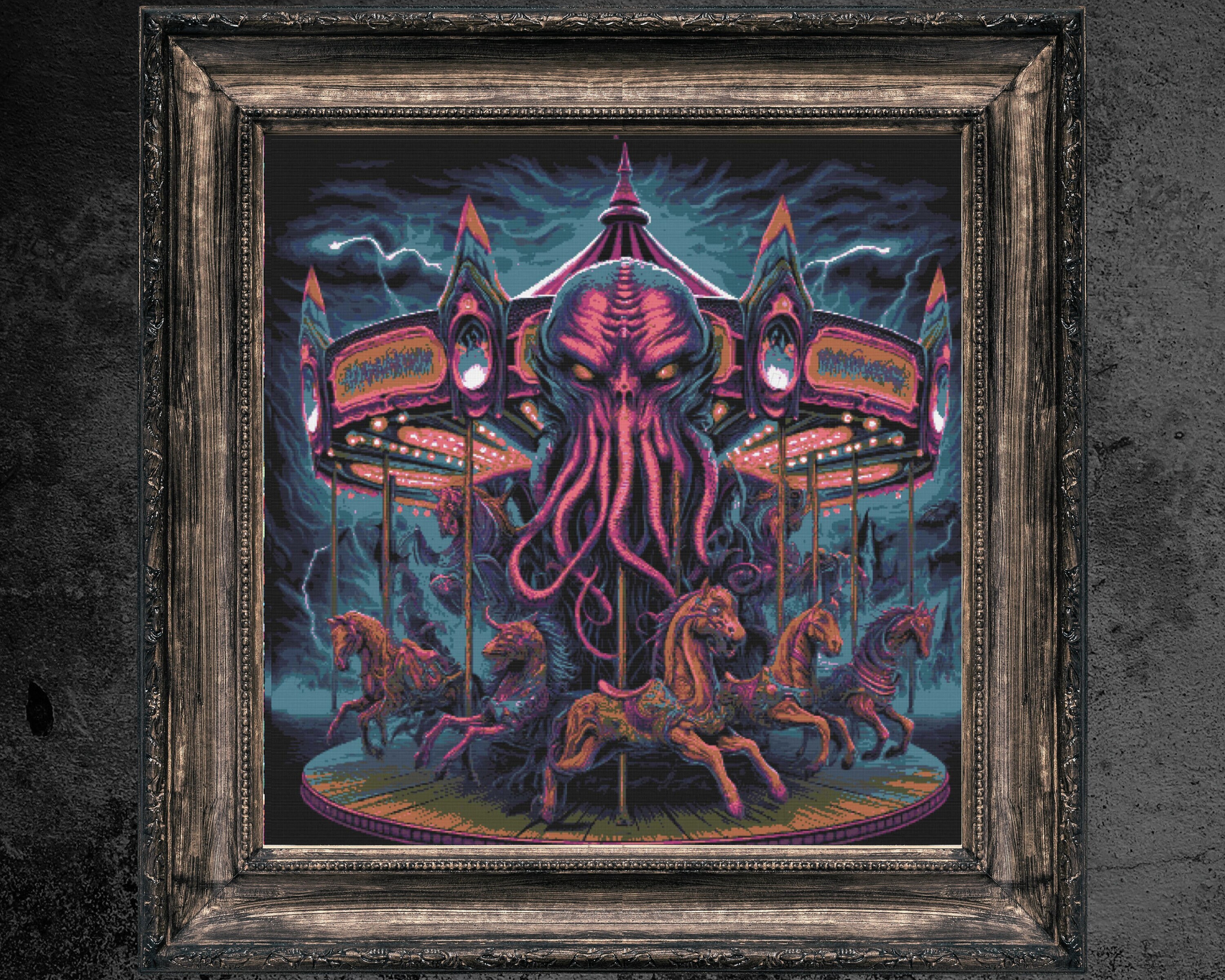 Carousel of Cthulhu 2 Cross Stitch Pattern Witchy Spooky Gothic Goth ...