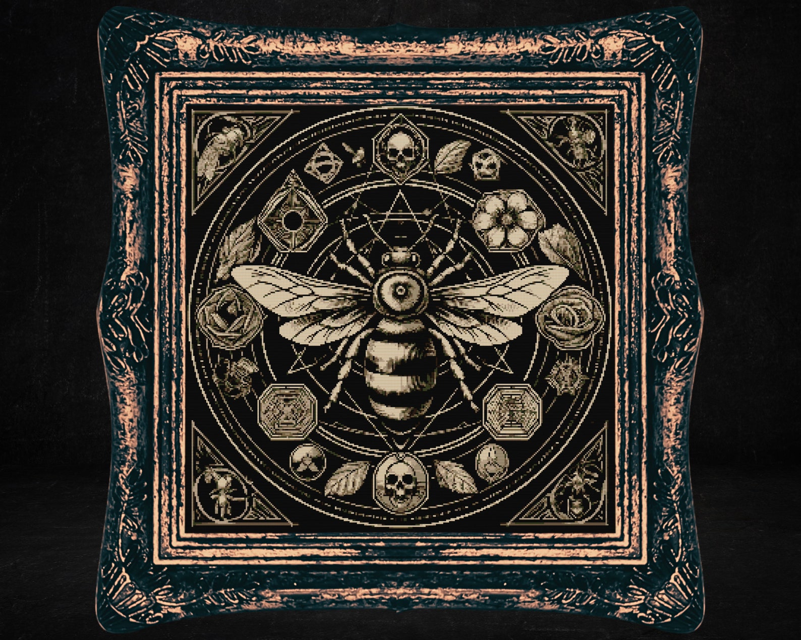 Wiccan Bee Cross Stitch Pattern Gift for Goth Halloween Horror Witchcraft Creepy Spooky Dark ...