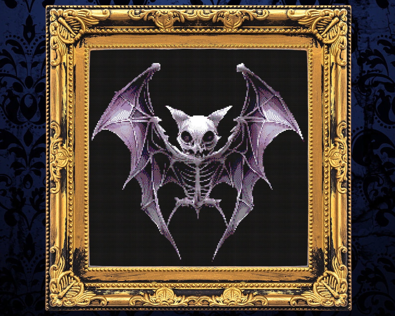 Bat Skeleton Cross Stitch Pattern | Halloween, Horror Skulls ...