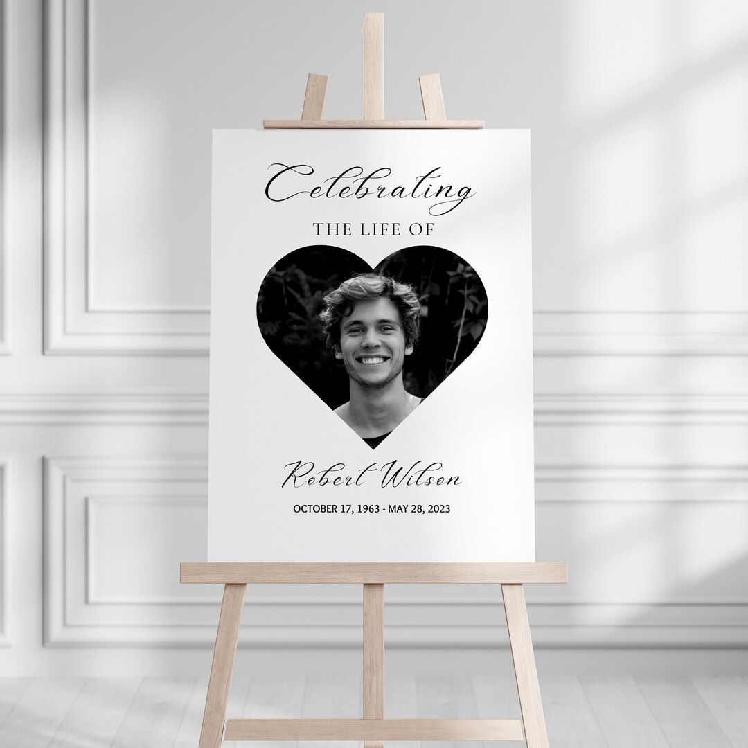 Obituary Template, Funeral Welcome Sign, Minimalist Funeral Decor ...