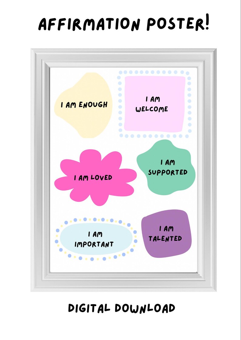 Vibrant A4 Affirmation Poster for Kids Digital Download Inspirational ...