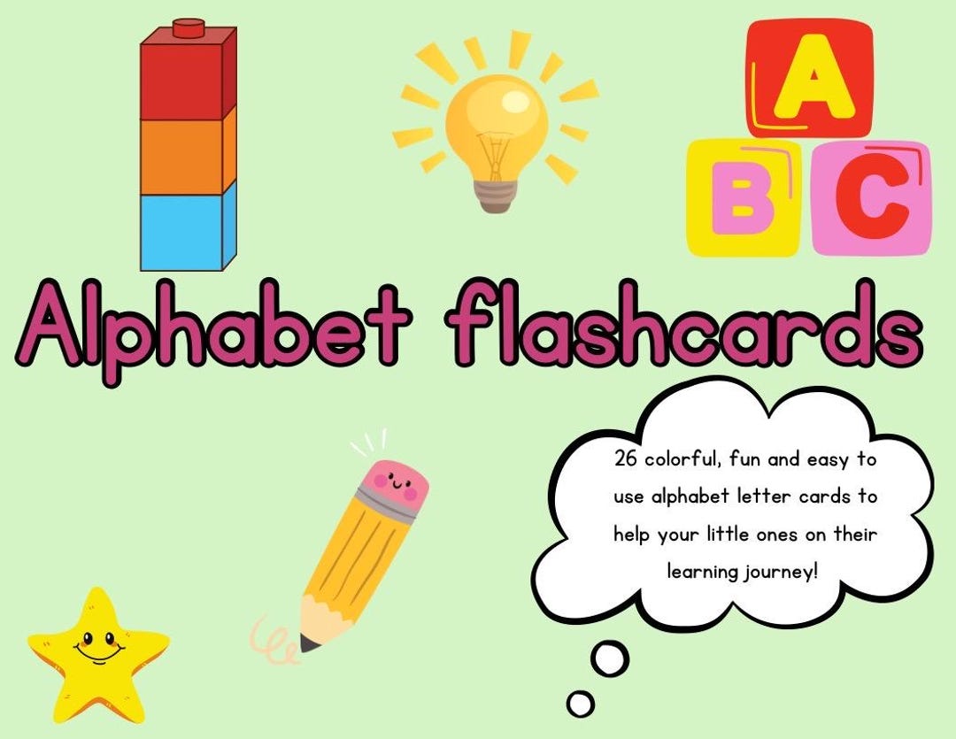 26 Digital Alphabet Learning Flash Cards Colorful & Fun Educational ...