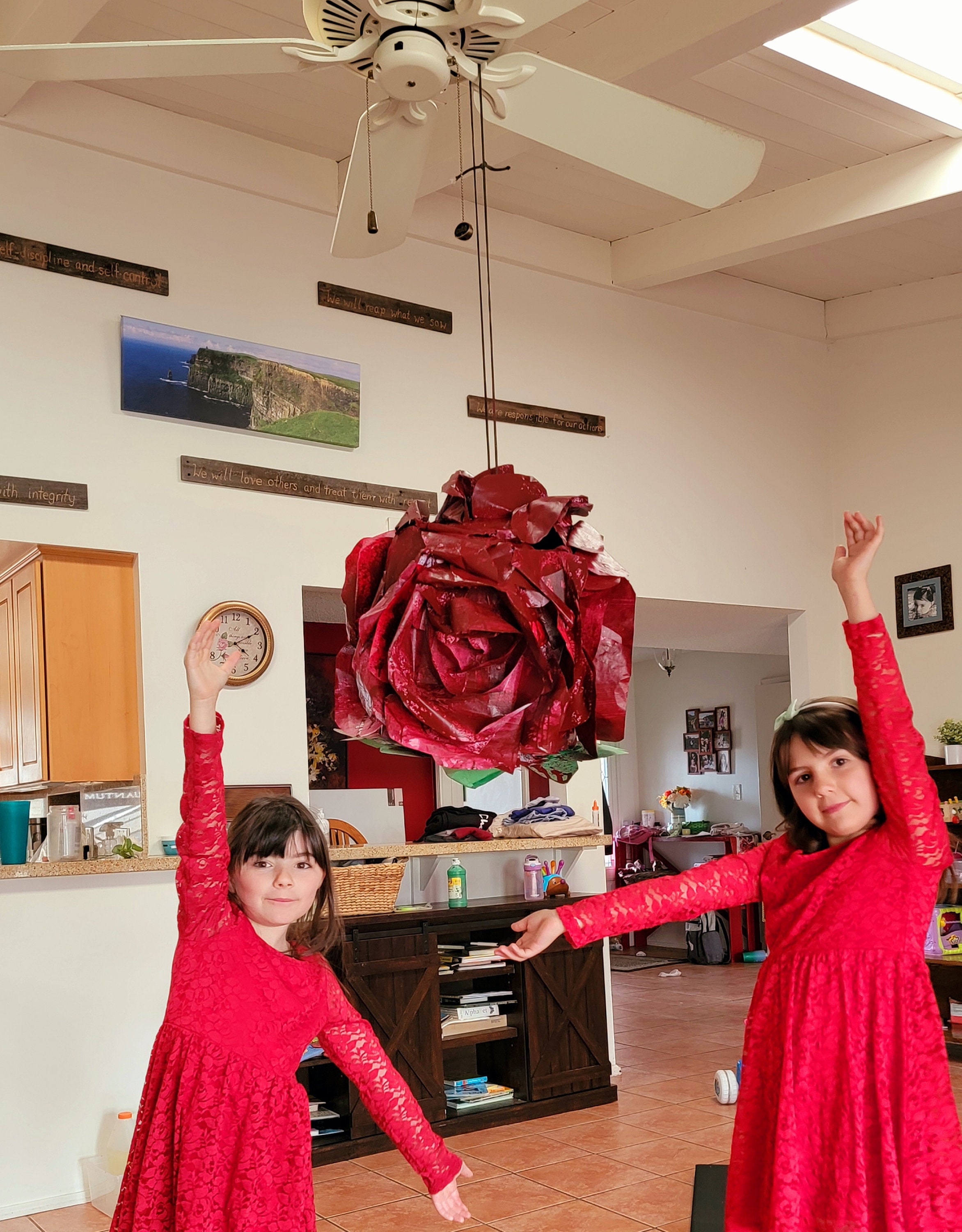 Rose Flower 3D Piñata Centerpiece Decoration. Handmade, Fillable, Strong. 12-inch Roses Around ...