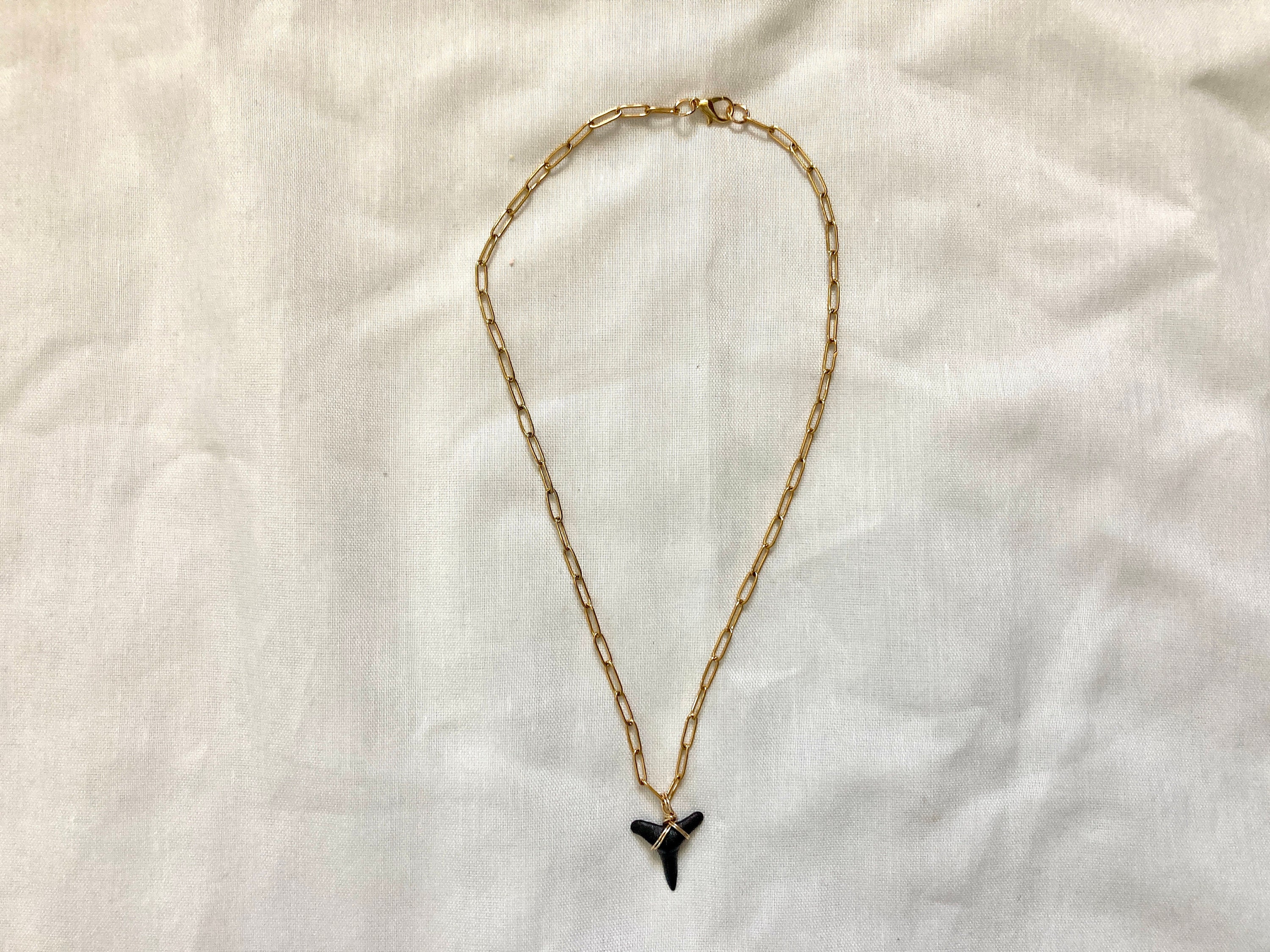 Gold Chain Shark Tooth Chain Necklace - Etsy