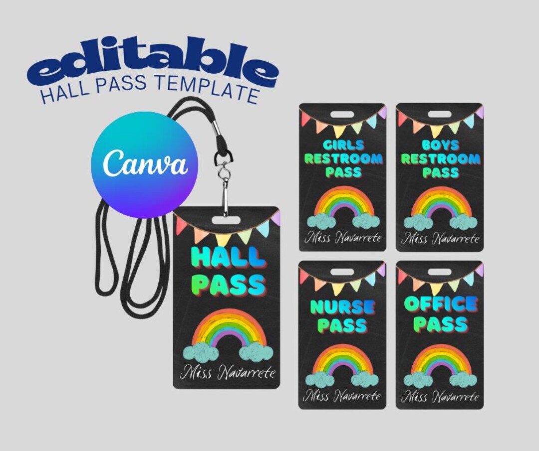 Customized Classroom Hall Pass Template= Chalk Theme - Etsy Canada