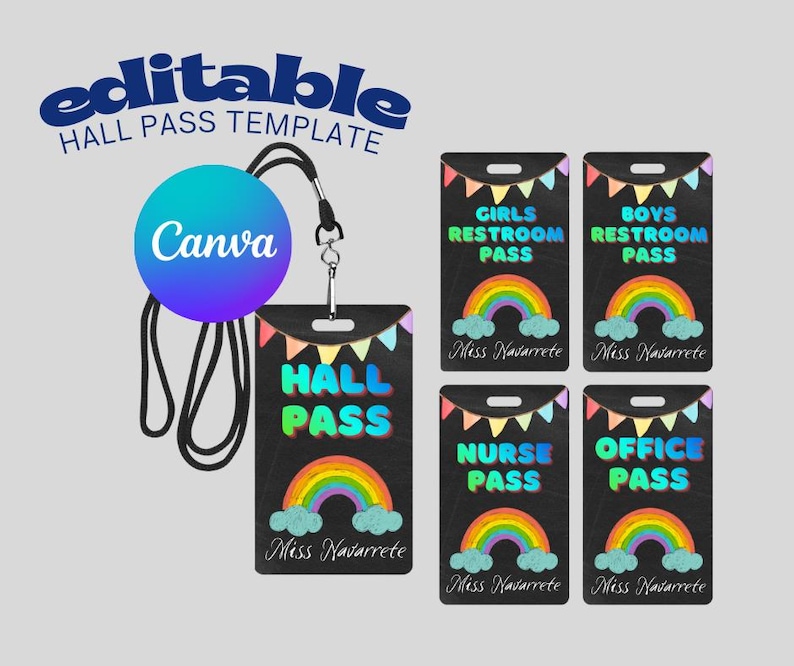 Customized Classroom Hall Pass Template= Chalk Theme - Etsy