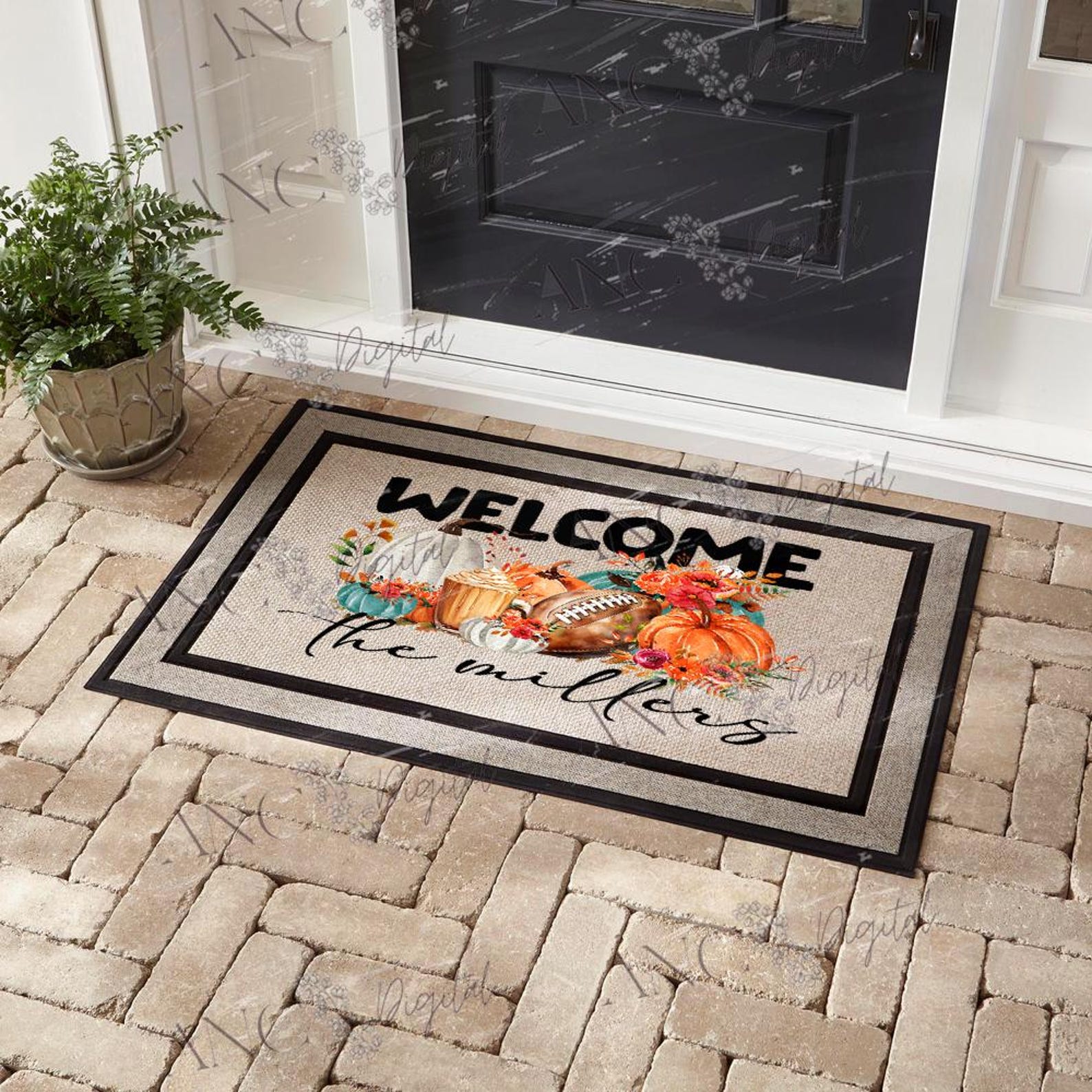 Fall Welcome Door Mat Sublimation Design. Front Door Welcome Mat ...