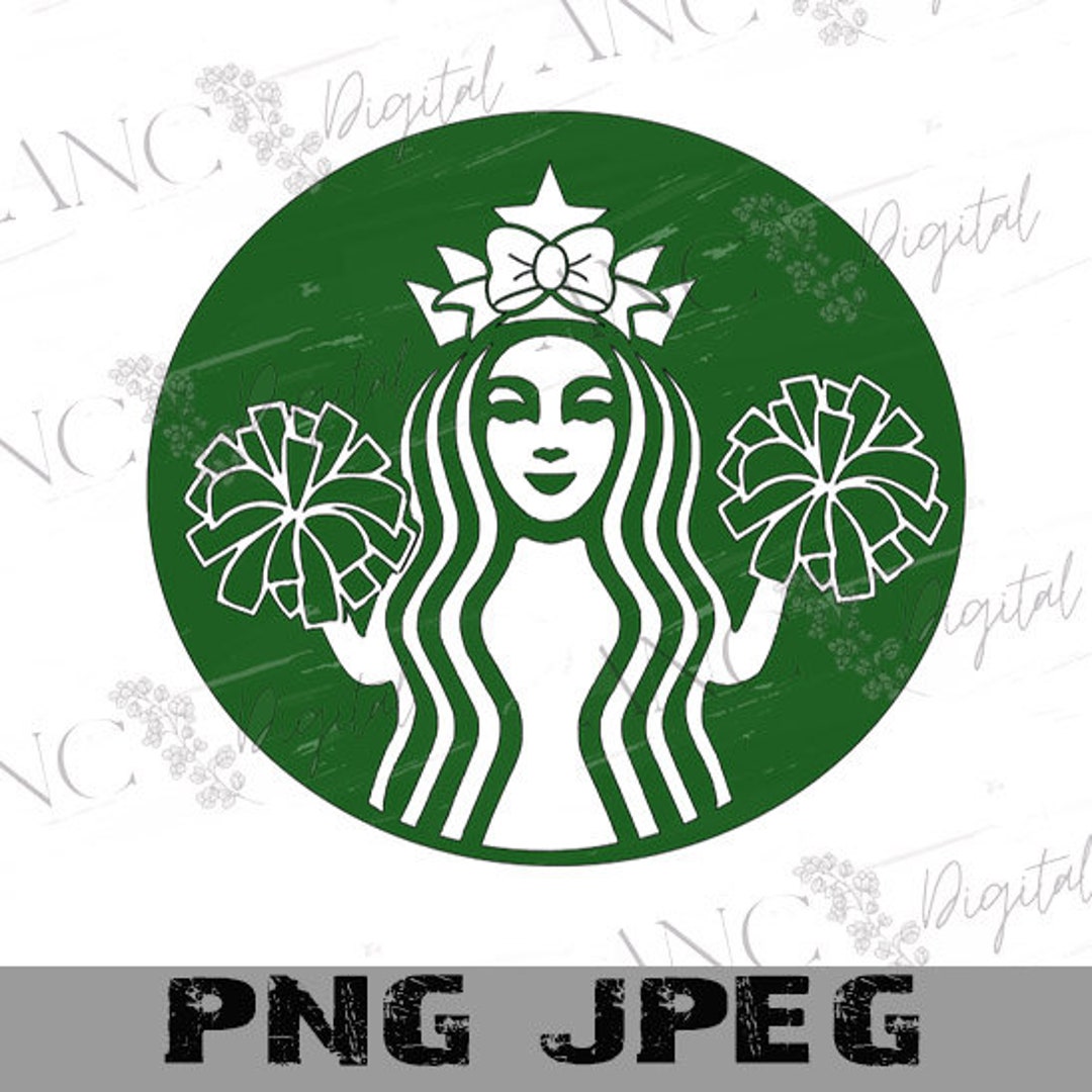 Cheerleading Starbucks Poms and Crown With Bow Digital Download JPEG ...