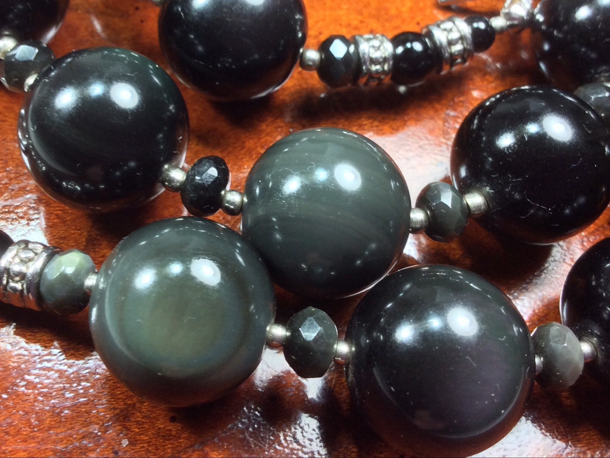 Natural Rainbow Obsidian Necklace Gemstone Bead Necklace. - Etsy