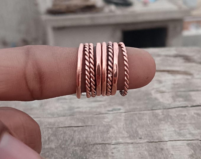 Pure Copper Ring Set With Geometric, Boho and Tribal Vibes - Etsy