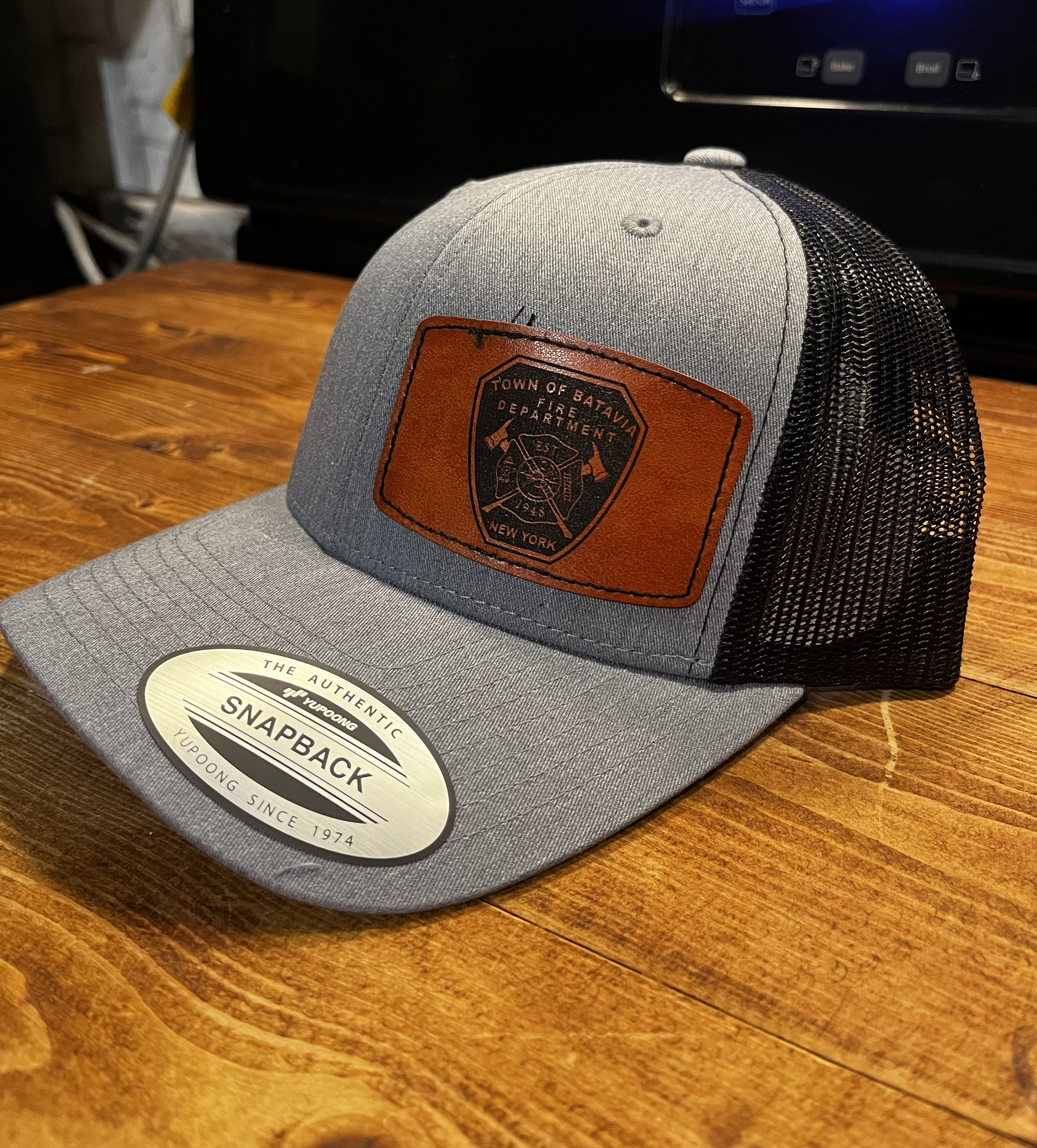 Custom Leather Patch TRUCKER Hats, Laser Engraved Logo on Leather Patch Hat for Your Business or ...