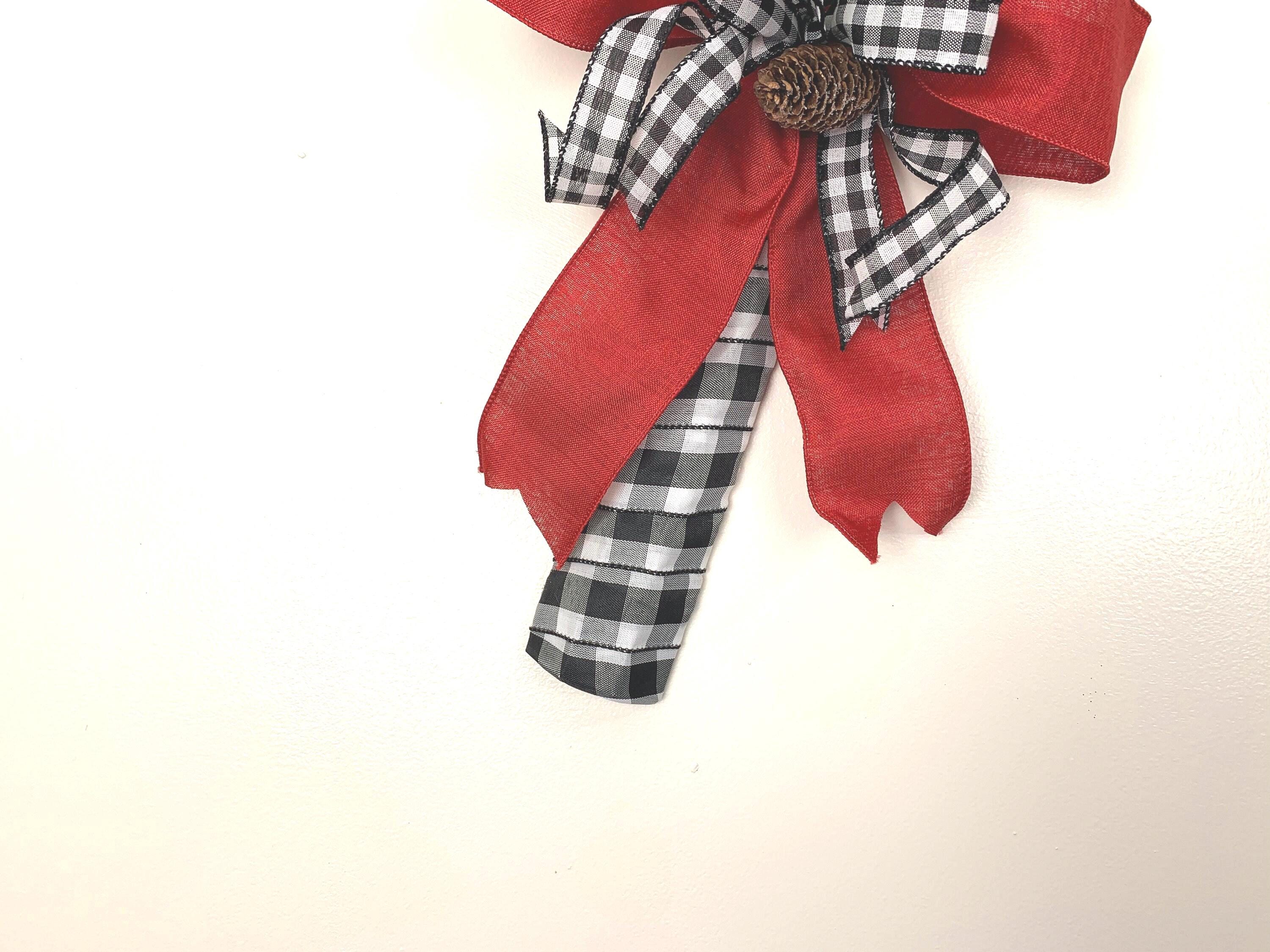 Buffalo Check Candy Cane Door Hanger: Rustic Christmas Decor, Black and ...