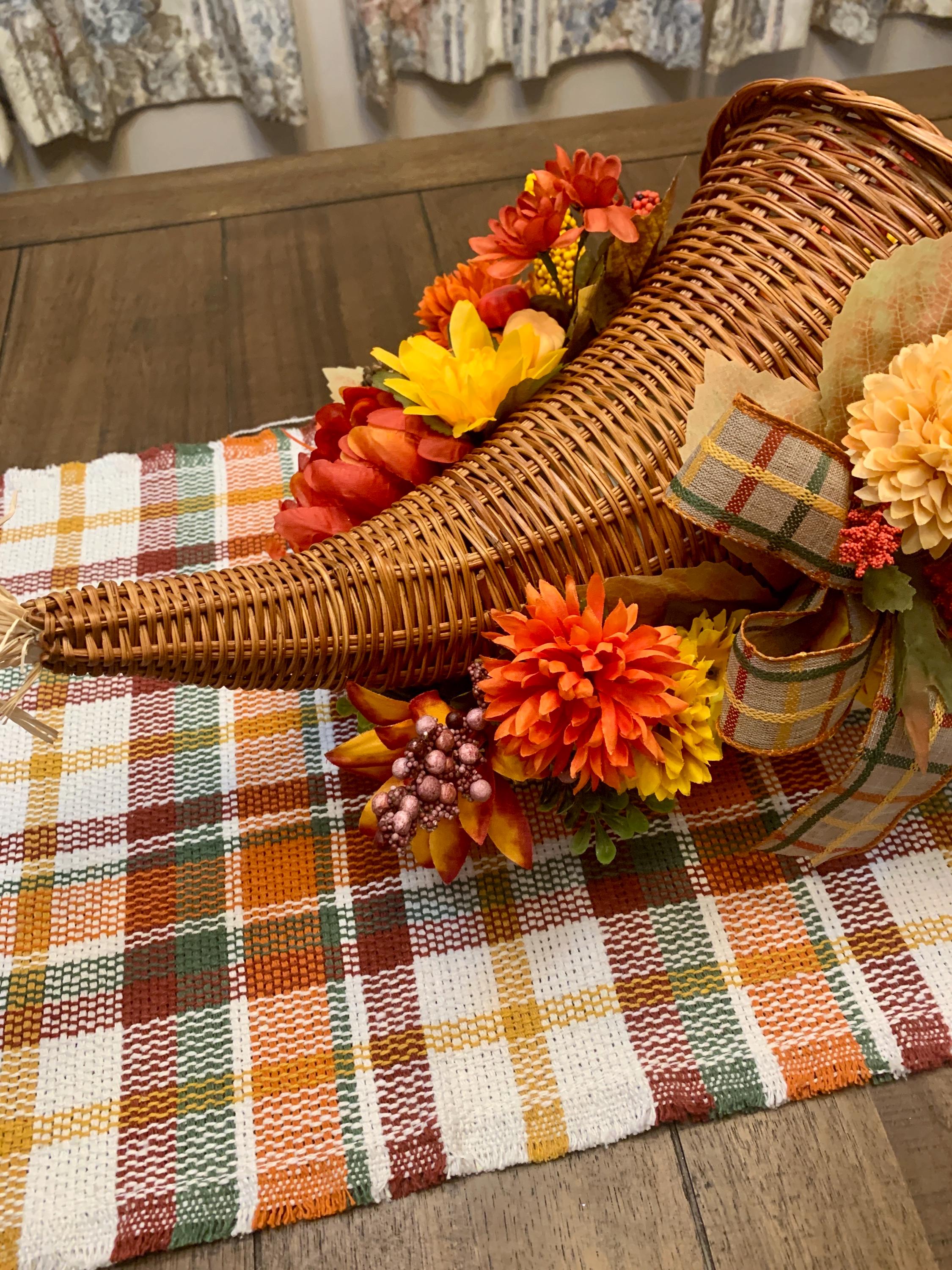Fall Cornucopia Centerpiece With Pumpkins, Pinecones, and Autumn ...