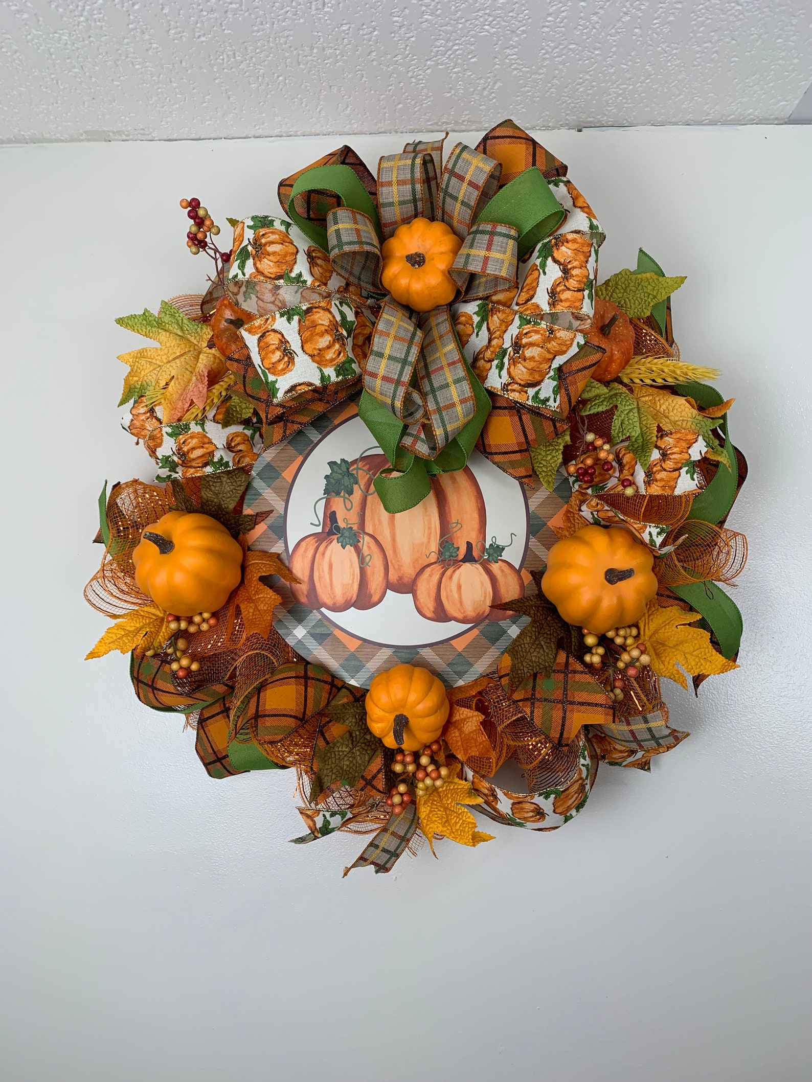 Orange Fall Wreath for Front Door Pumpkin Wreath Fall Swag - Etsy
