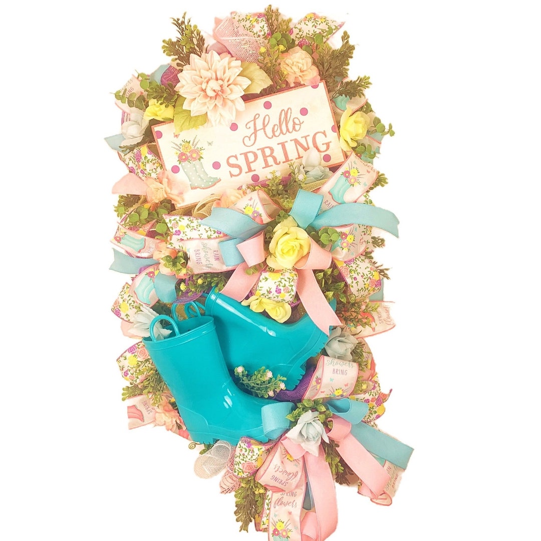 Spring Floral Swag, Spring Floral Wreath, Easter Wreath for Front Door ...