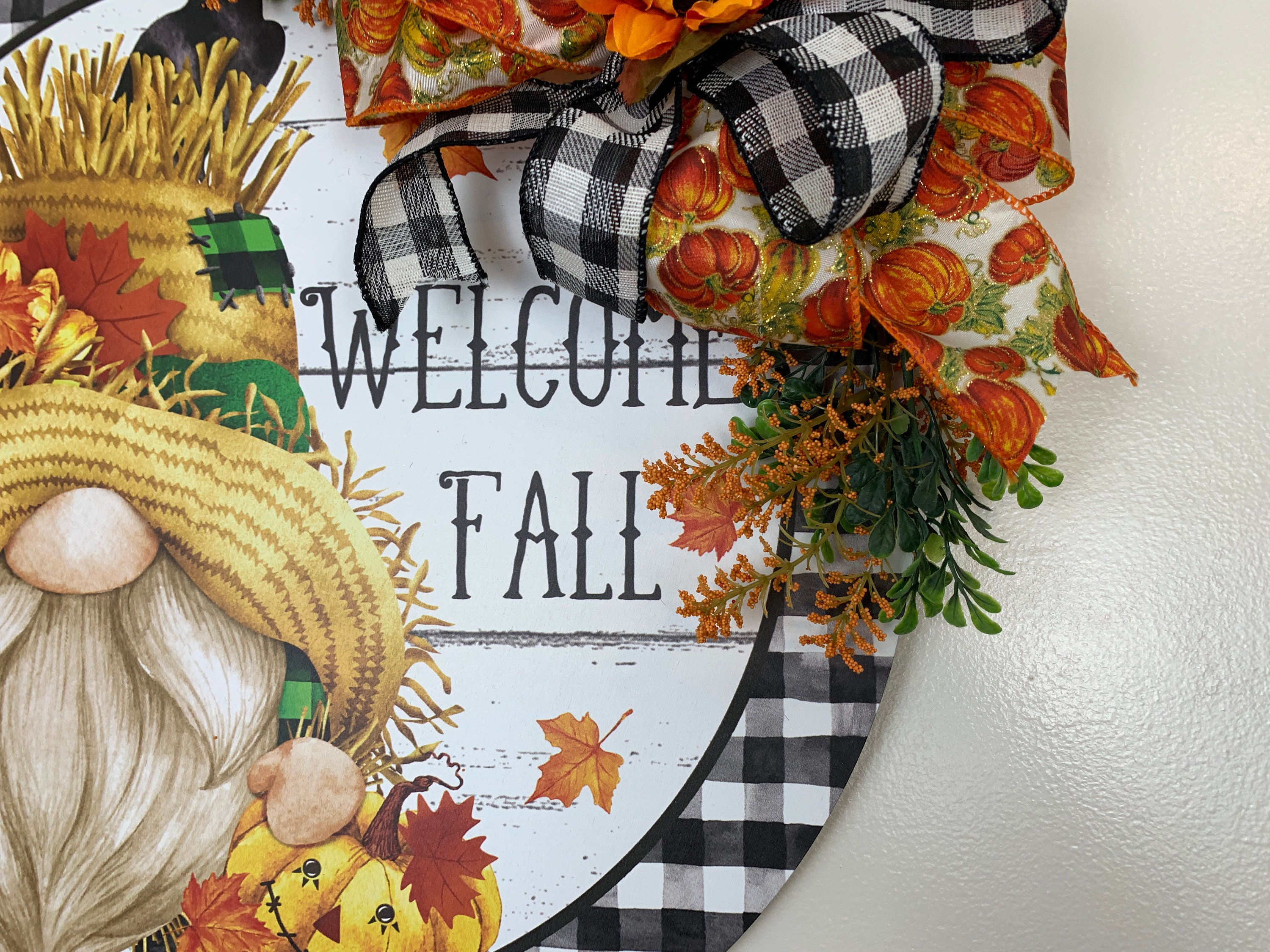 Fall Gnome Door Hanger Fall Front Door Decor Black Gingham - Etsy
