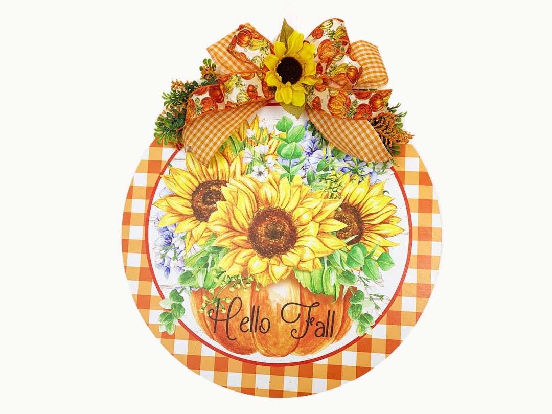 Hello Fall Sunflower Door Hanger: Rustic Farmhouse Decor, Fall ...