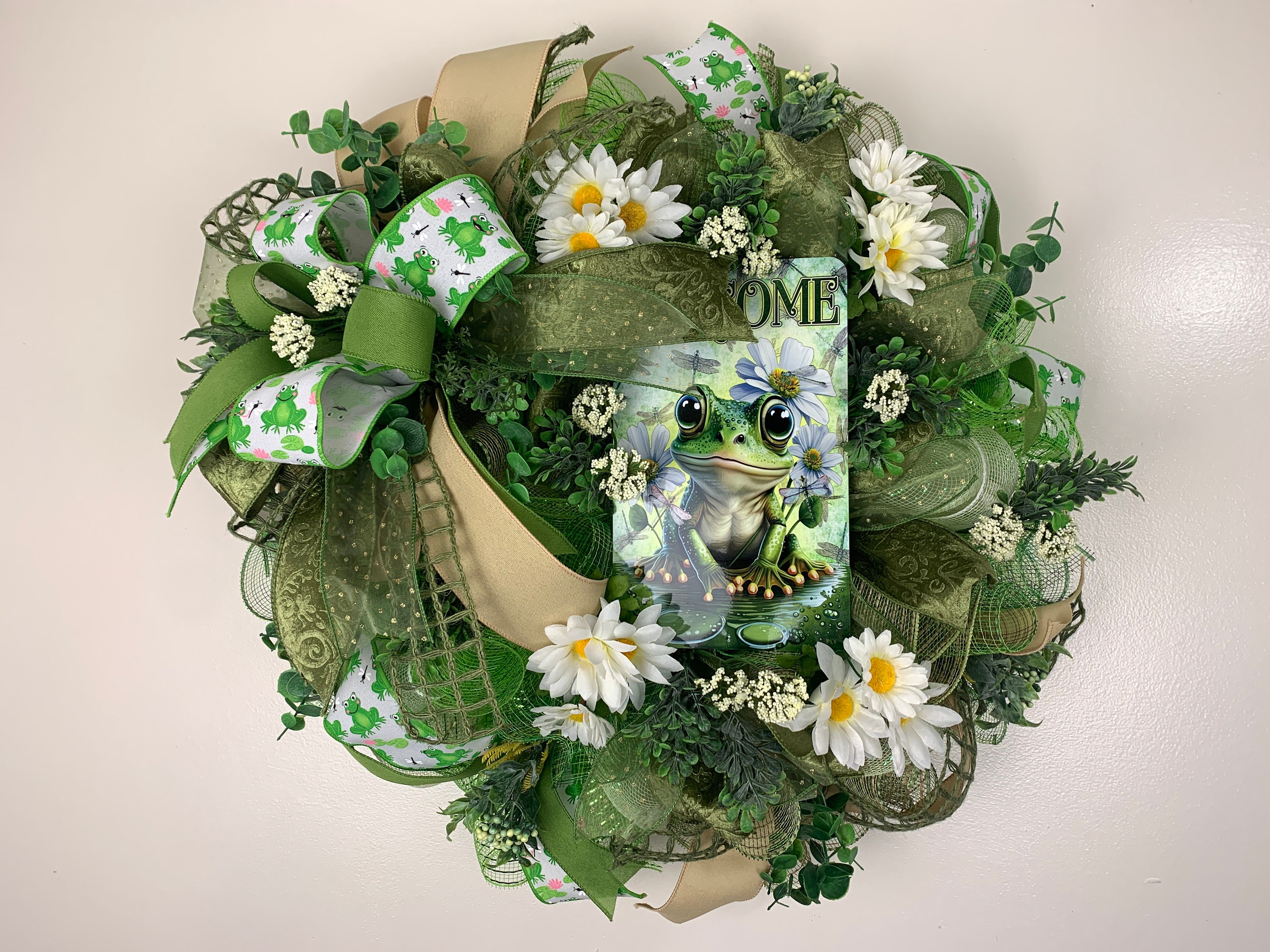 Frog Wreath, Summer Tree Frog Wreath, Frog Decor, Nature Inspired Decor ...