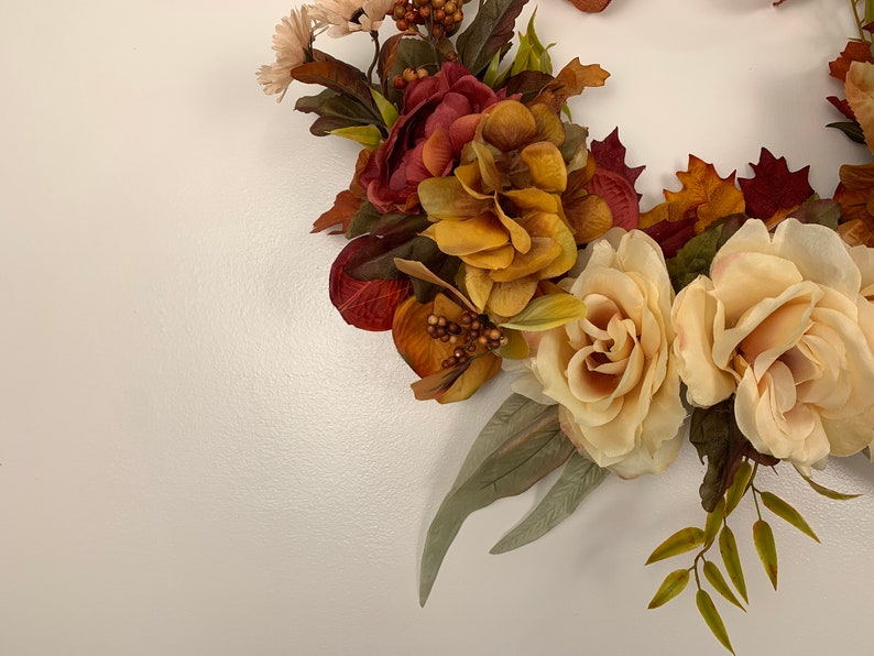 Fall Floral Wreath With Bead Frame, Elegant Wreath for Front Door ...