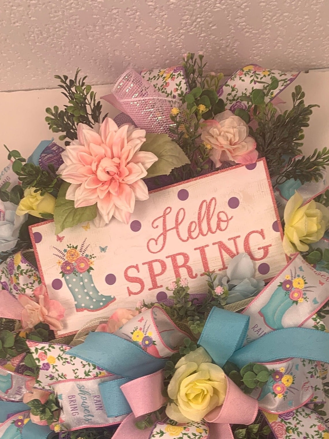Spring Floral Swag, Spring Floral Wreath, Easter Wreath for Front Door ...