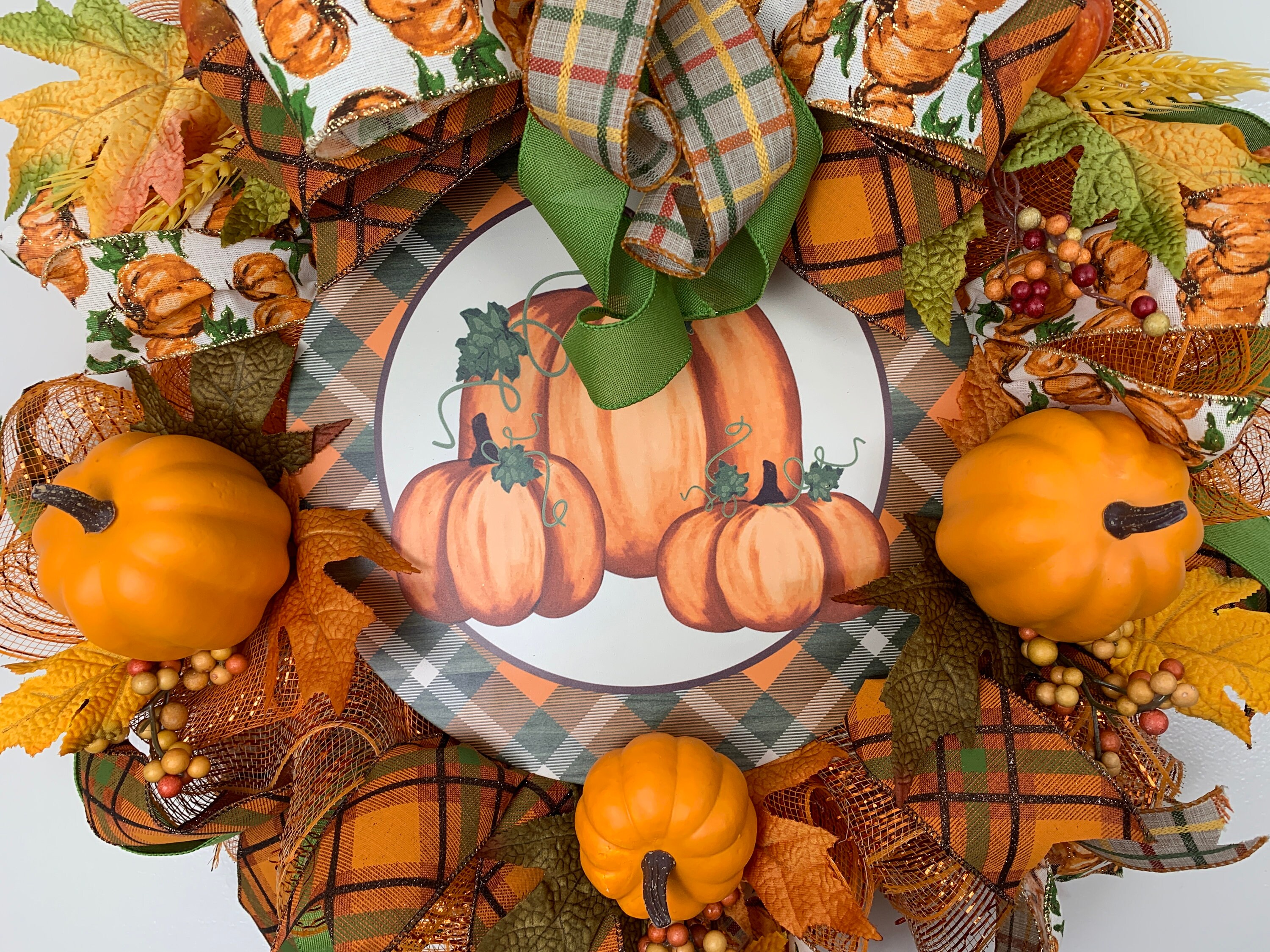 Orange Fall Wreath for Front Door Pumpkin Wreath Fall Swag - Etsy