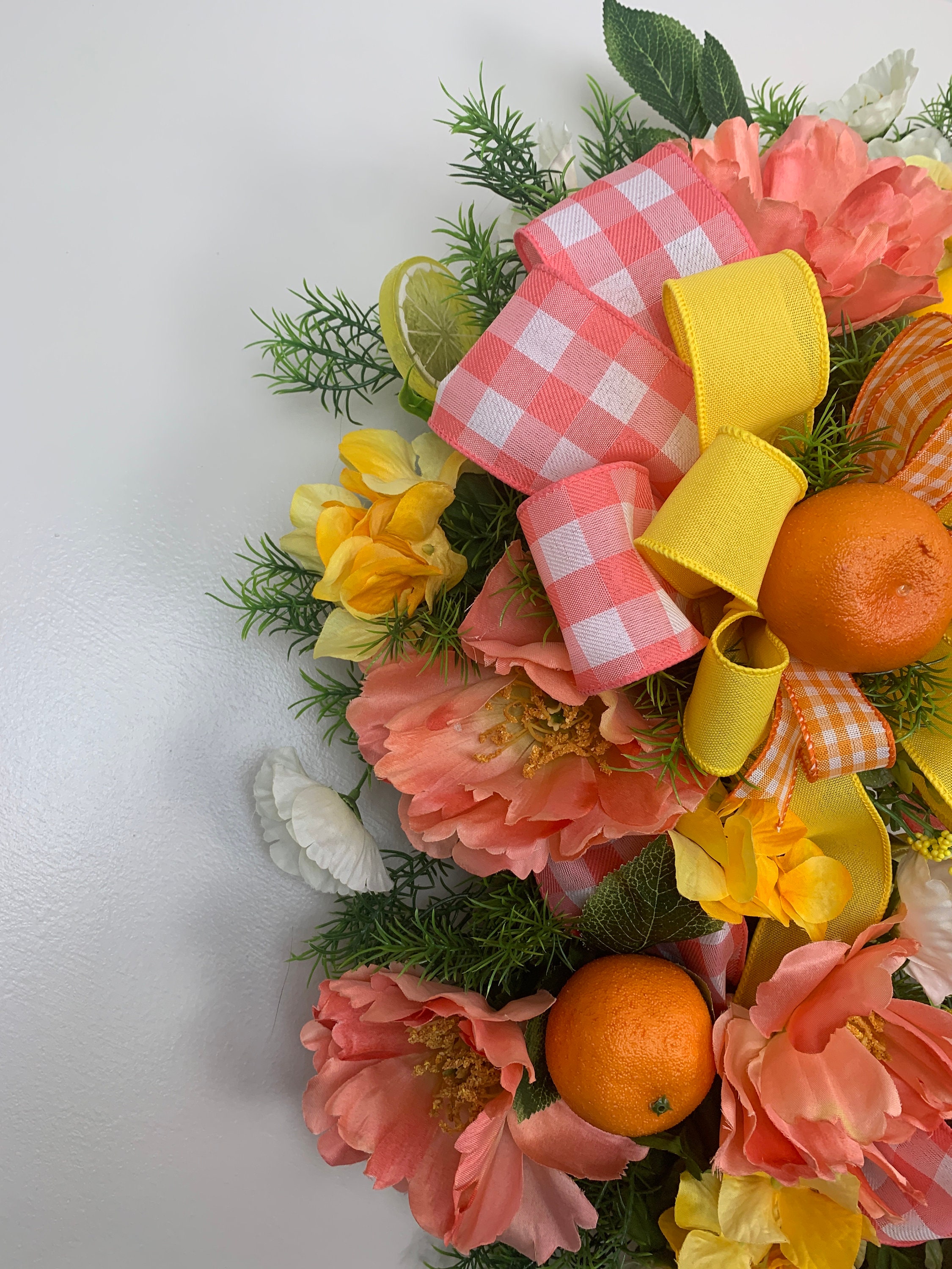 Summer Fruit Wreath for Front Door, Orange and Lemon Grapevine Wreath ...