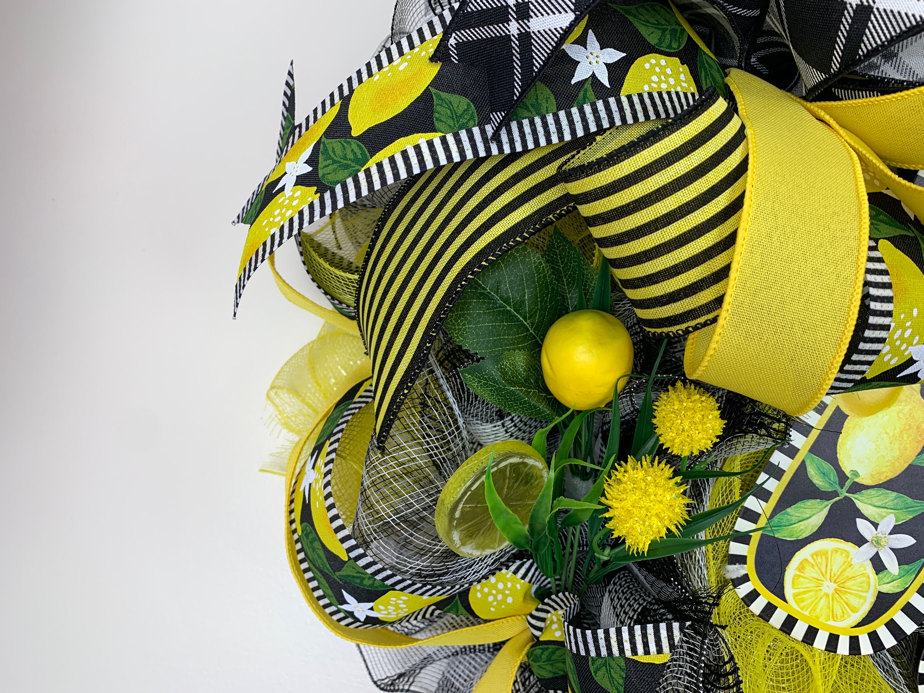 Lemon Wreath for Front Door, Lemon Flip Flop Wreath, Farmhouse Lemon ...