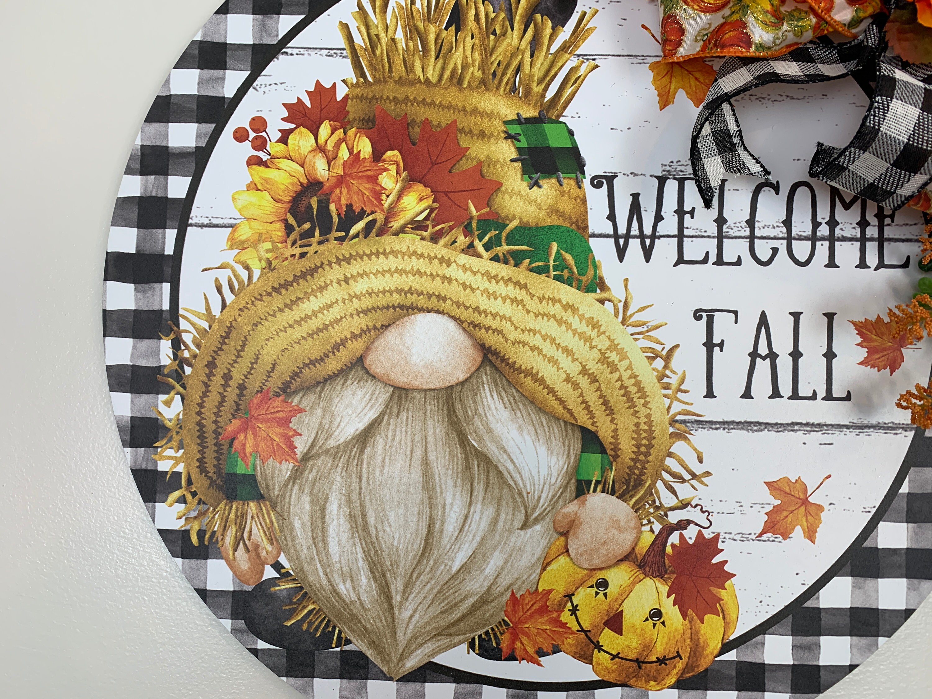 Fall Gnome Door Hanger Fall Front Door Decor Black Gingham - Etsy