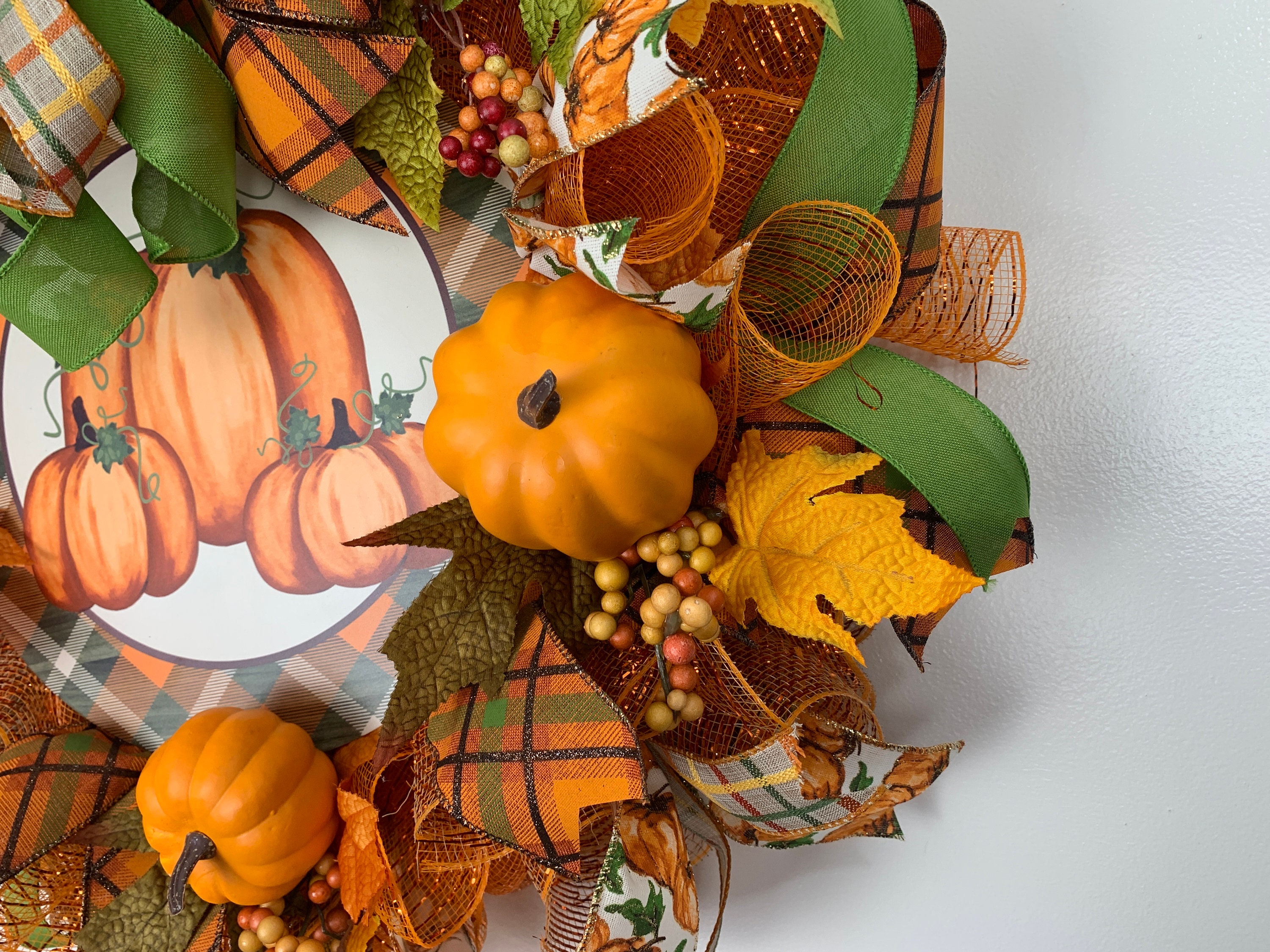 Orange Fall Wreath for Front Door Pumpkin Wreath Fall Swag - Etsy