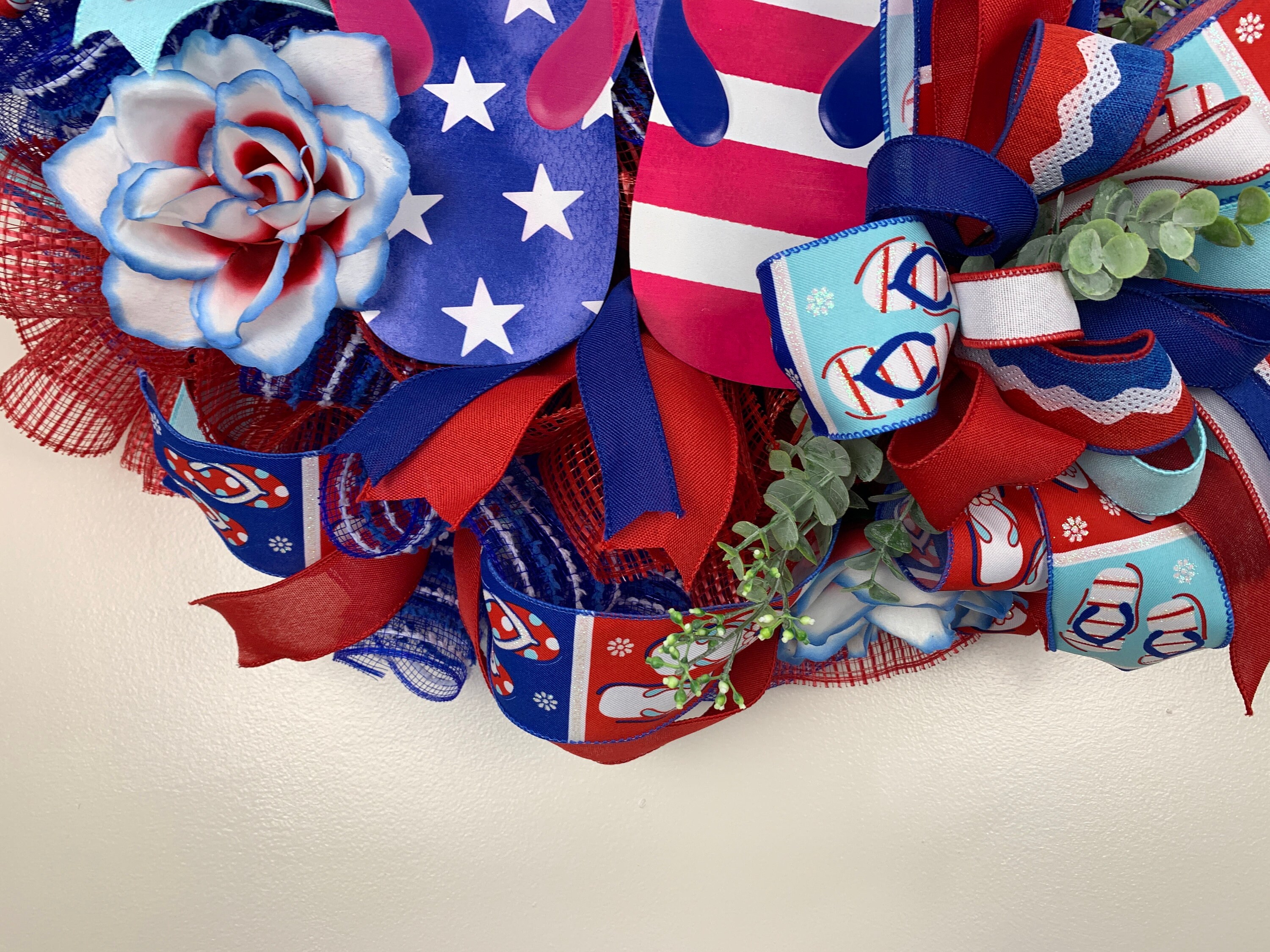 Patriotic Flip Flop Wreath Red White and Blue Flip Flop - Etsy