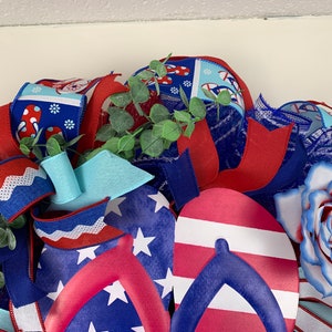 Patriotic Flip Flop Wreath Red White and Blue Flip Flop - Etsy