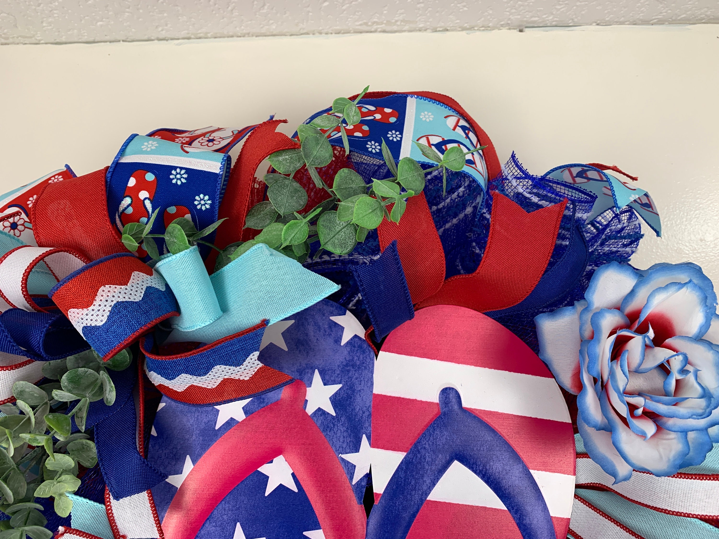 Patriotic Flip Flop Wreath Red White and Blue Flip Flop - Etsy